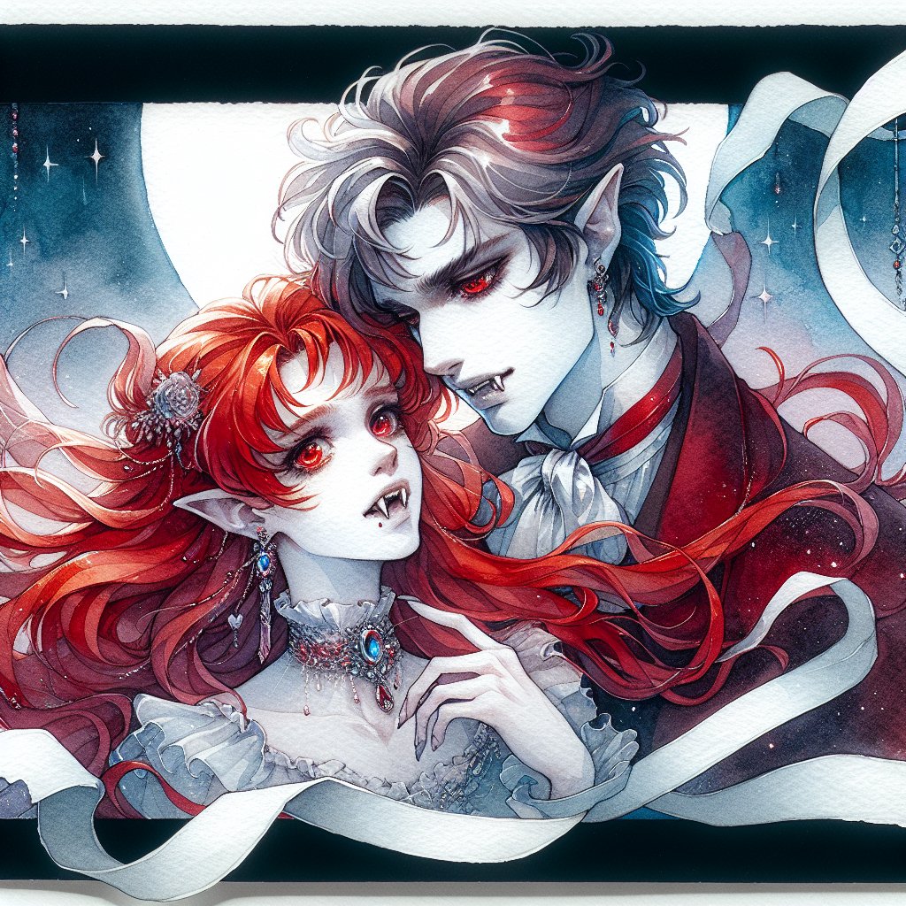 Vampire girl read head and vampire Fanart