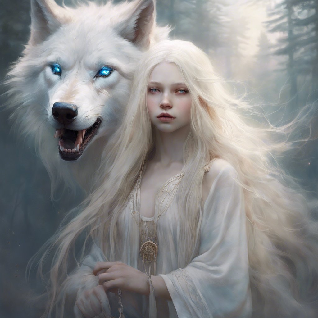A blind albino girl long hair Fanart
