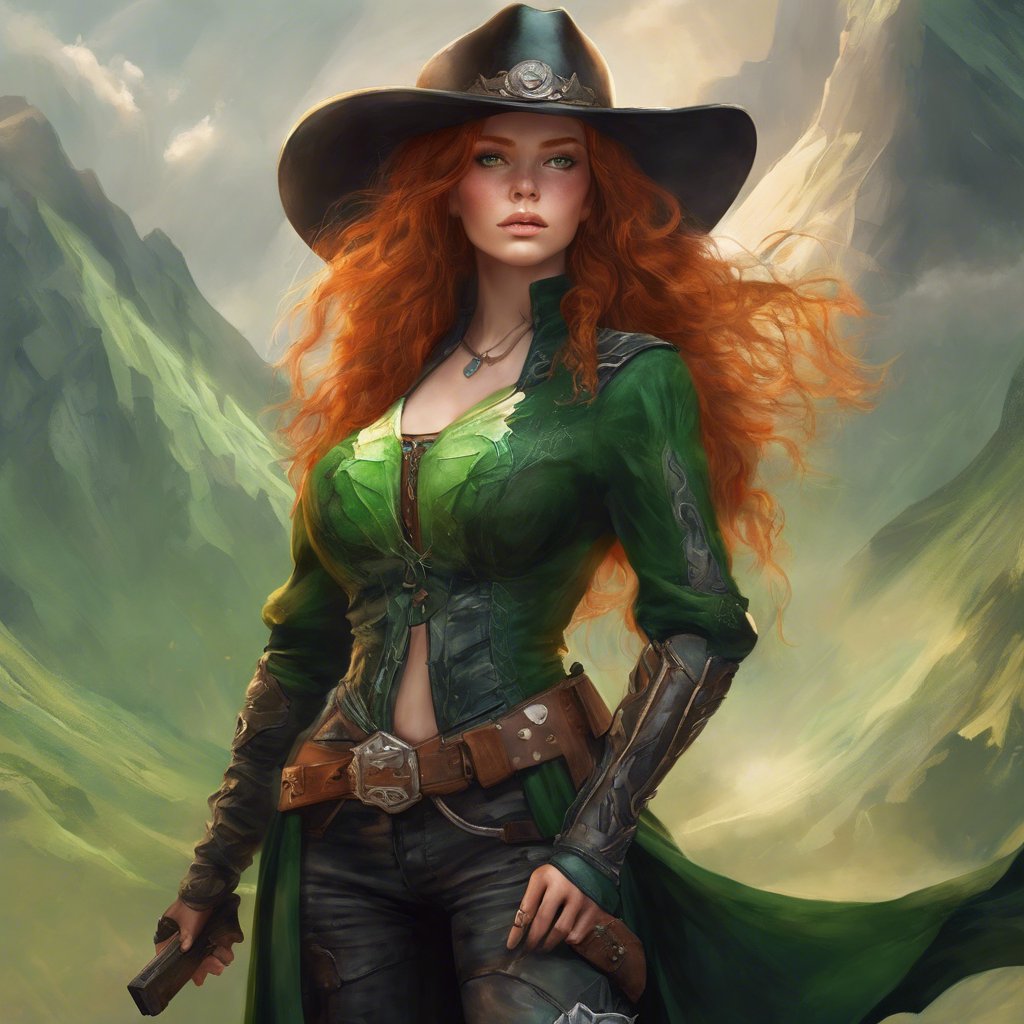 Cowboy bounty hunter female ginger hair Fanart
