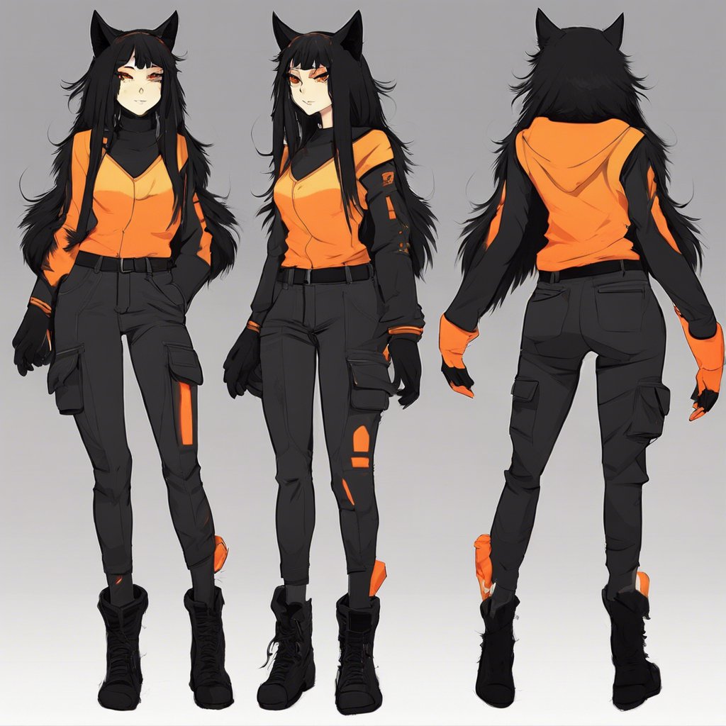 Create a reference sheet illustration of Fanart