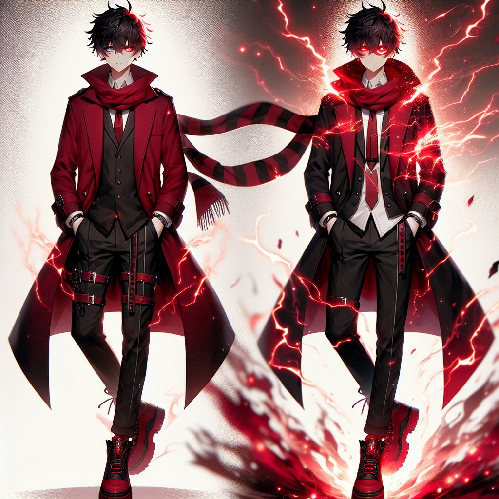 Anime guy, red trench coat, half Fanart