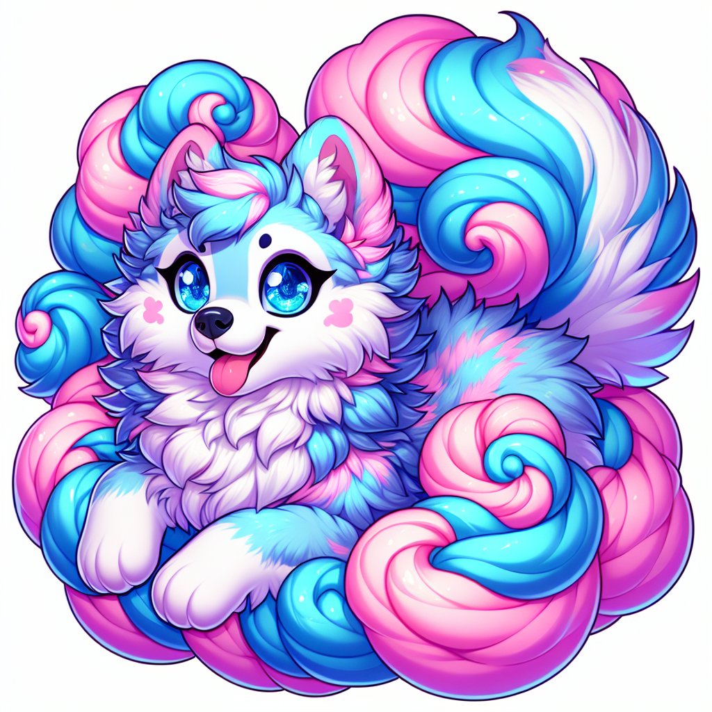 Cotten candy themed fluffy husky Fanart