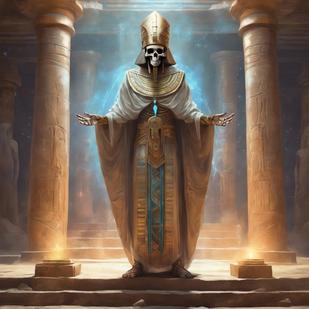 Skeletal priest garbed in ancient Egyptian Fanart