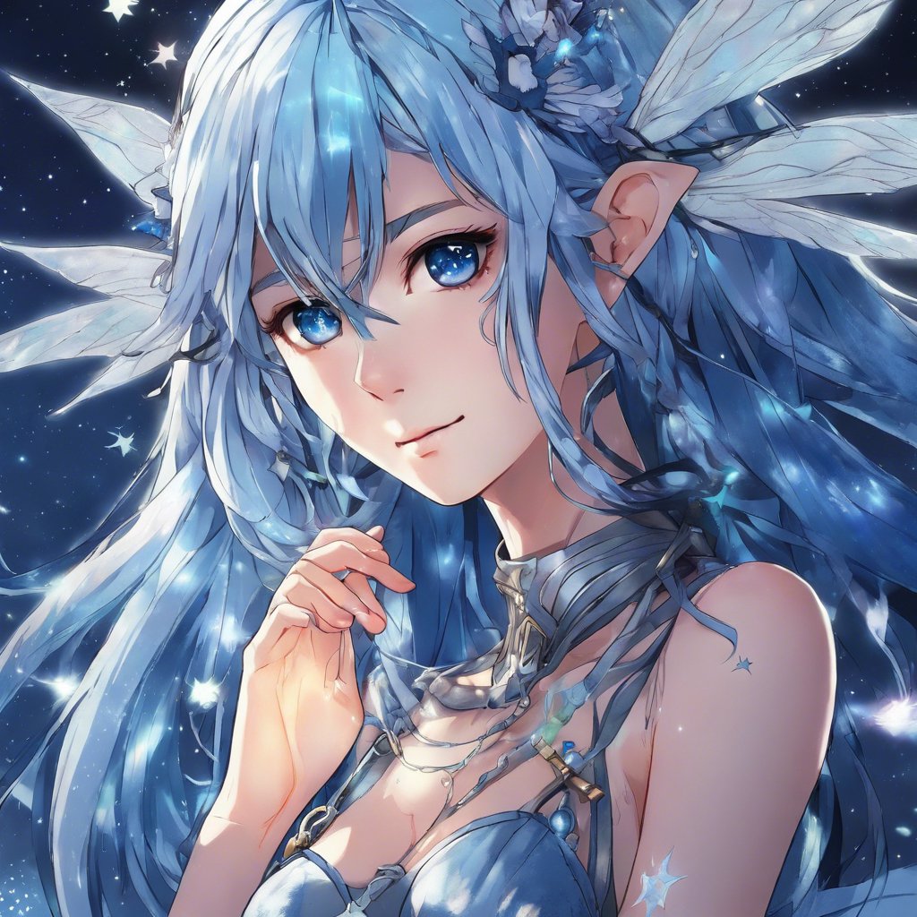 Silver skin female blue hair black | Fanart