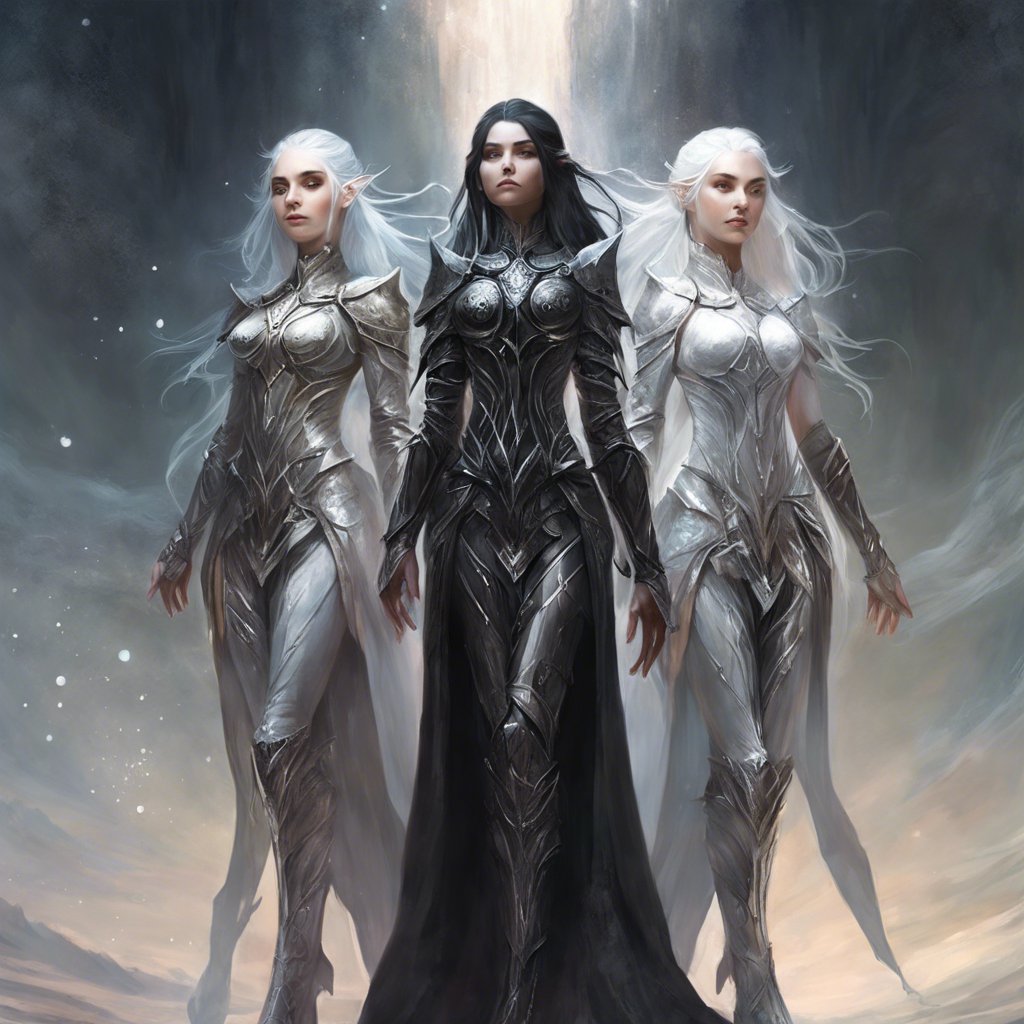 Two female elves holding hands, one Fanart