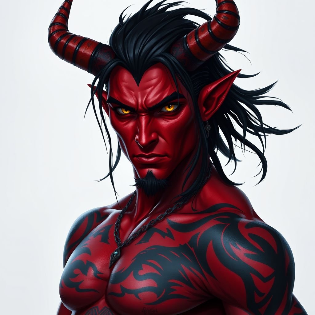 Full body red male tiefling 6ft | Fanart