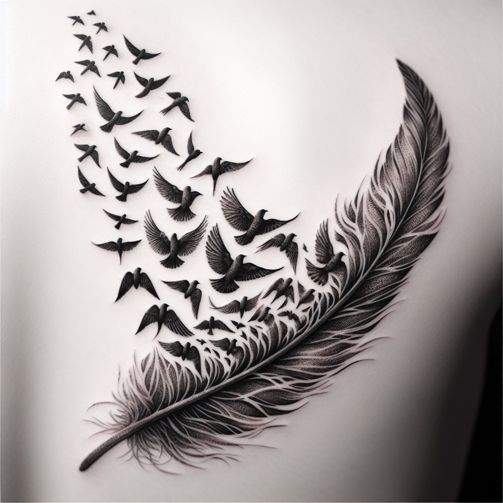 A tattoo of a detailed feather | Fanart