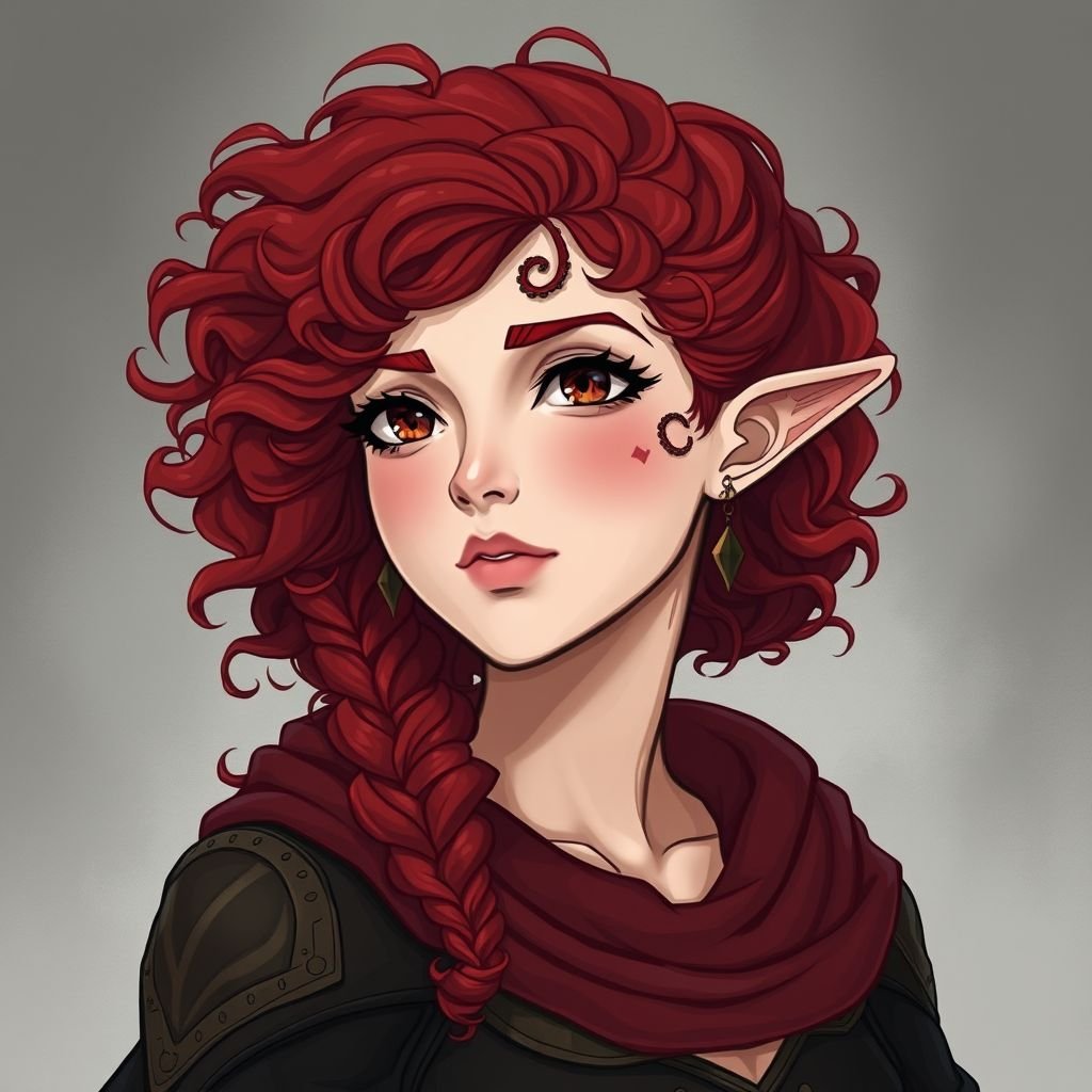 Female druid aasimar with curly red Fanart