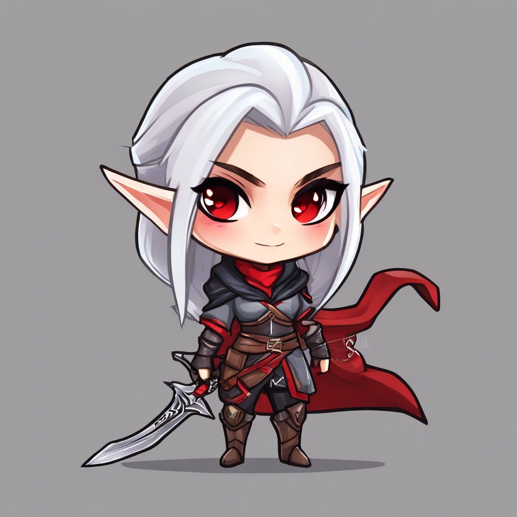 Dark half elf female assassin white Fanart