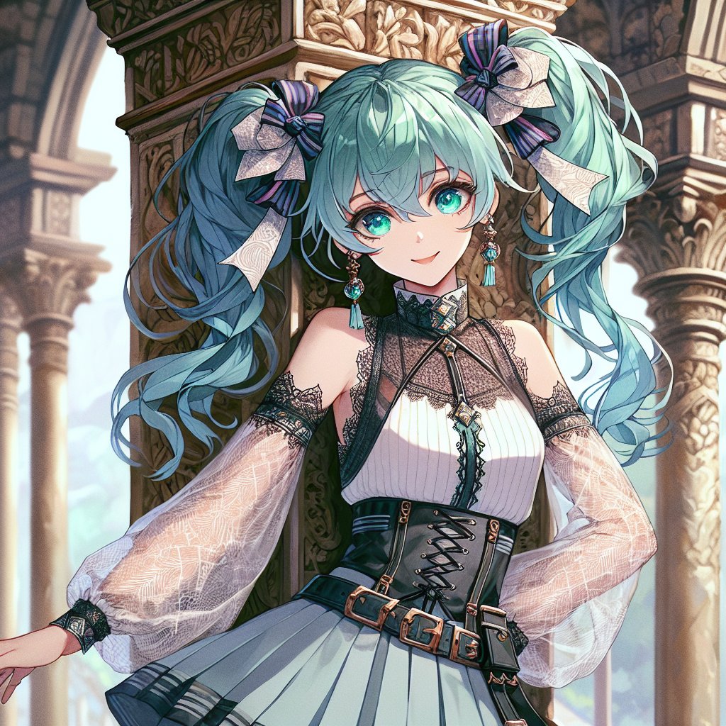 Anime Girl Blue Hair Pigtails: Anime Fanart