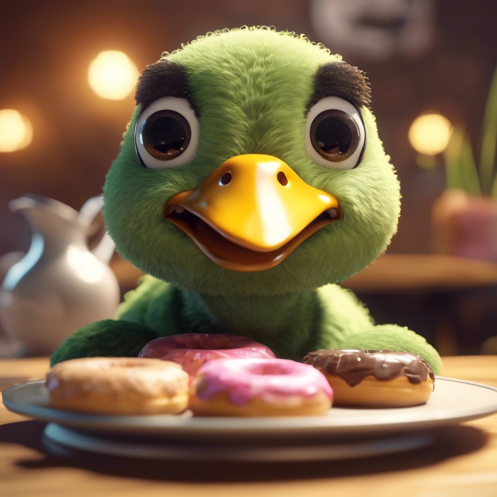 Turtle duck eating donuts | Fanart