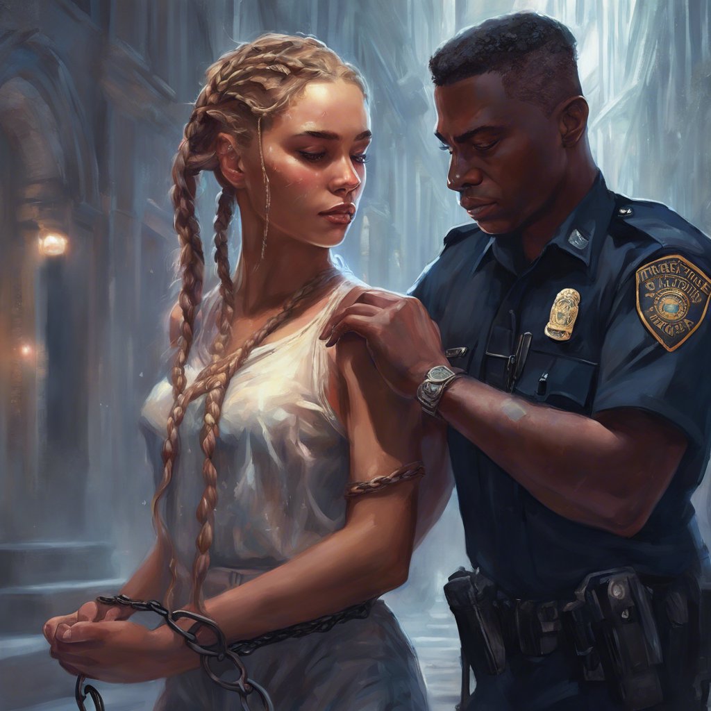 A female with braids being handcuffed Fanart