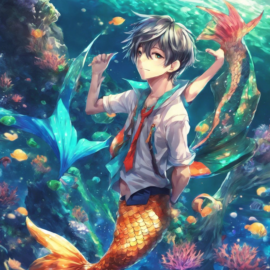 Anime boy with mermaid tail Fanart