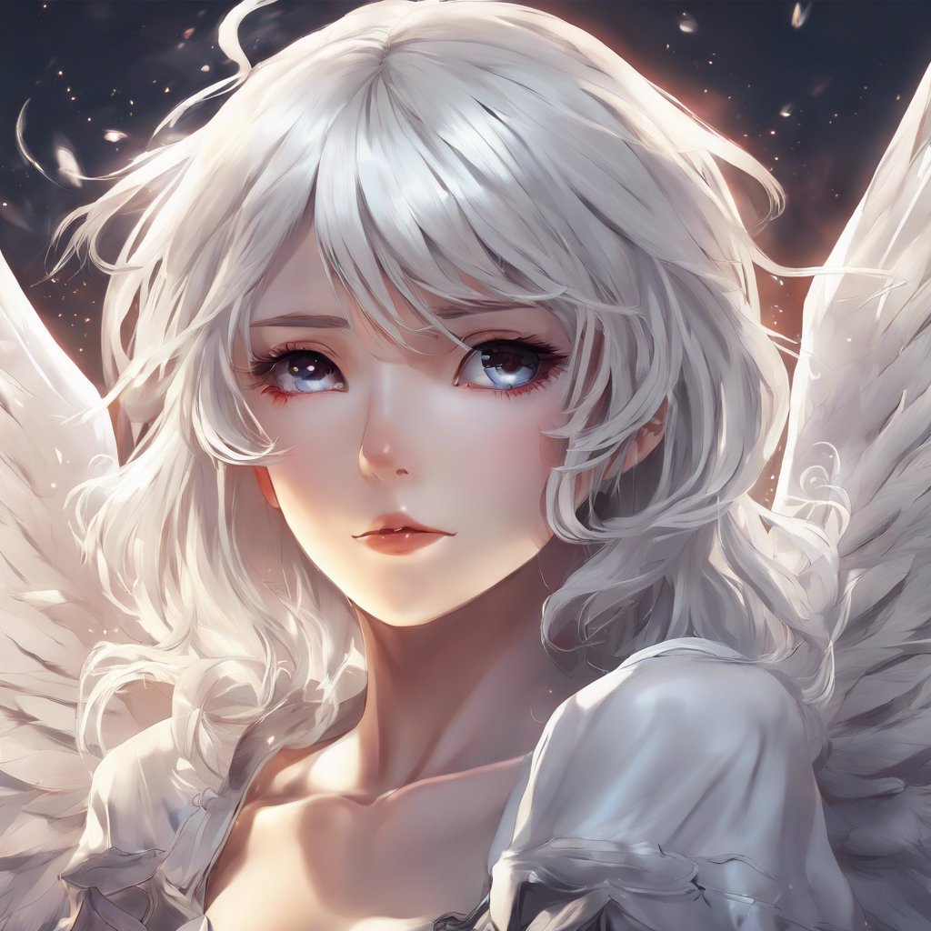 Female angel with white hair Fanart