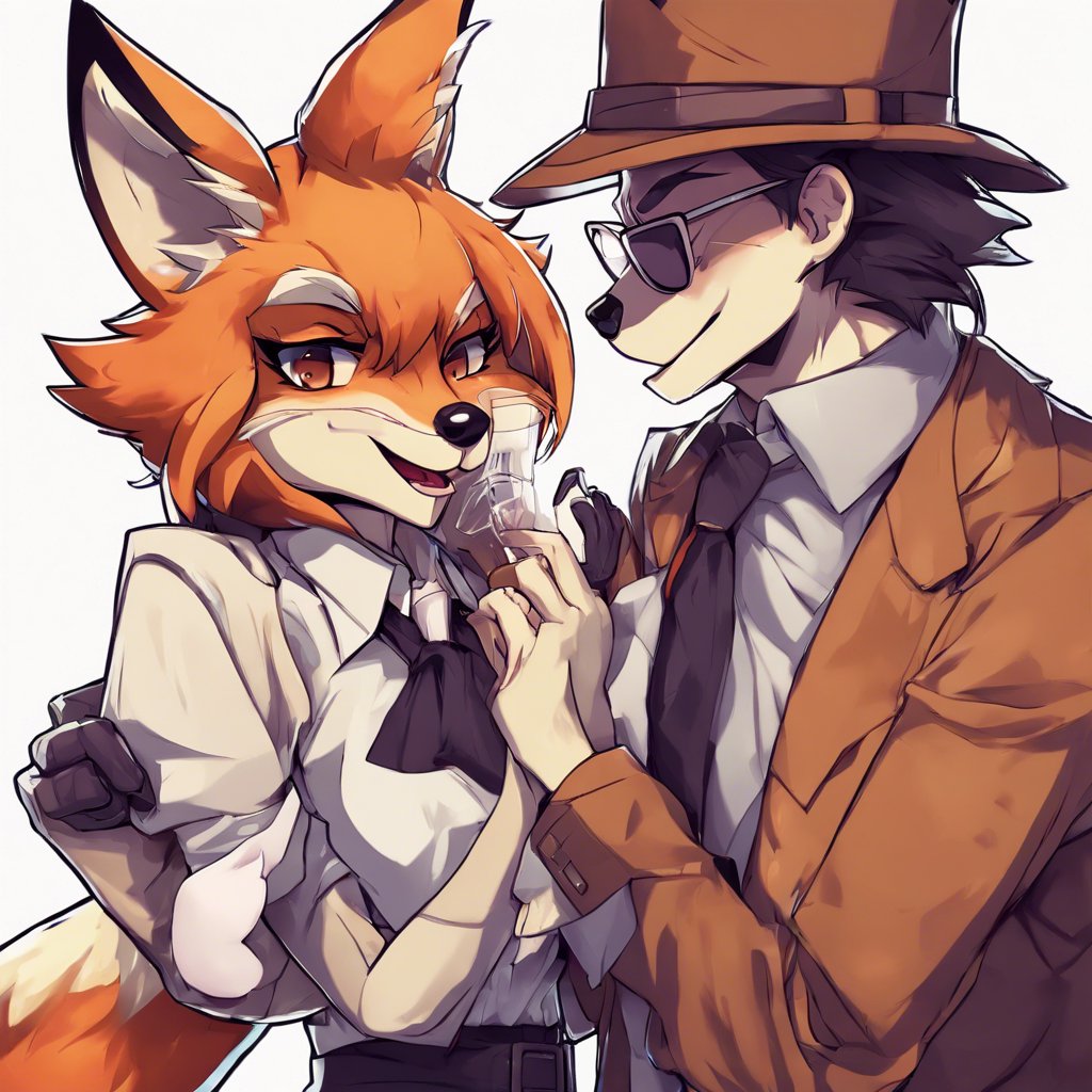 Female Anthro female fox kissing detective | Fanart