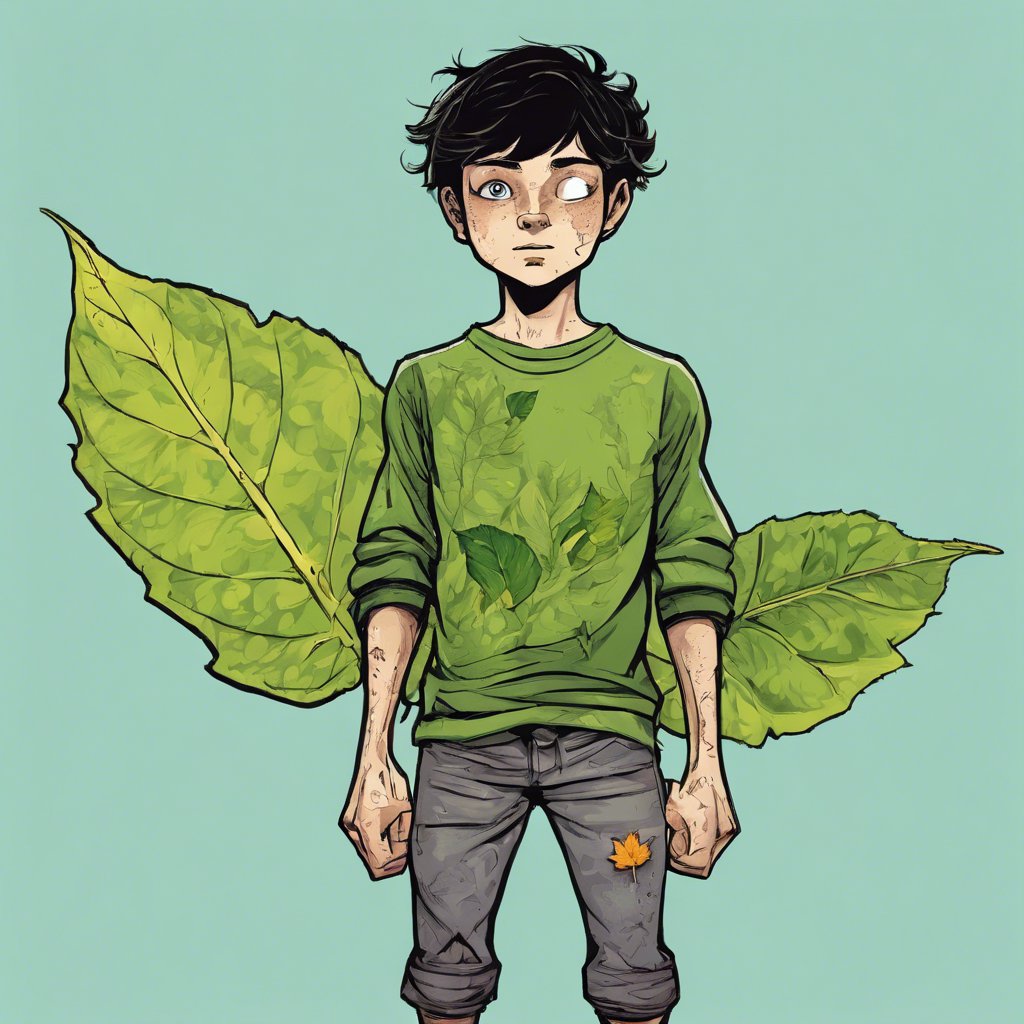 A human boy with a leaf Fanart