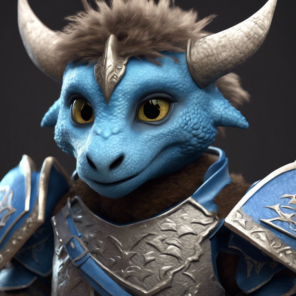 Blue female Dragonborn teenager paladin great Fanart