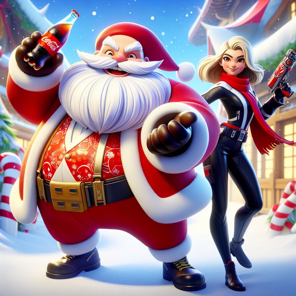 Santa with Coca Cola and anya Fanart