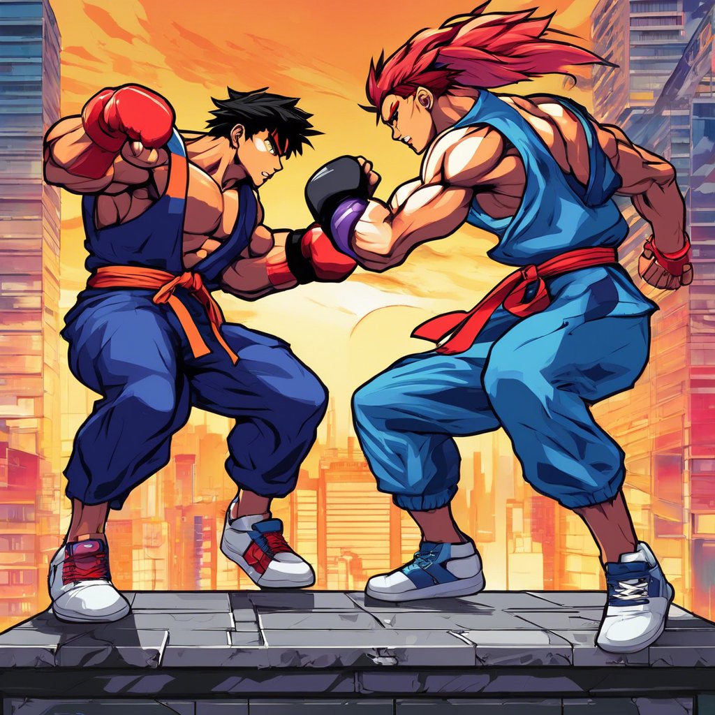 Two street fighter characters fighting on Fanart