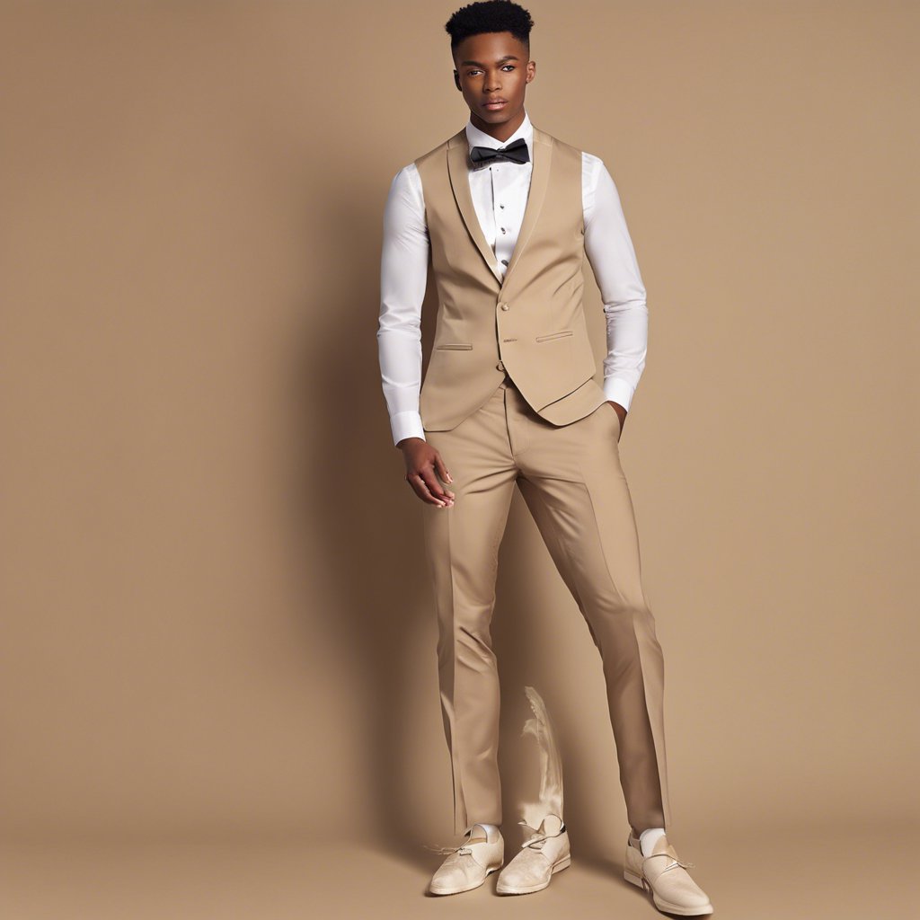 Dark tan prom tux with light Fanart