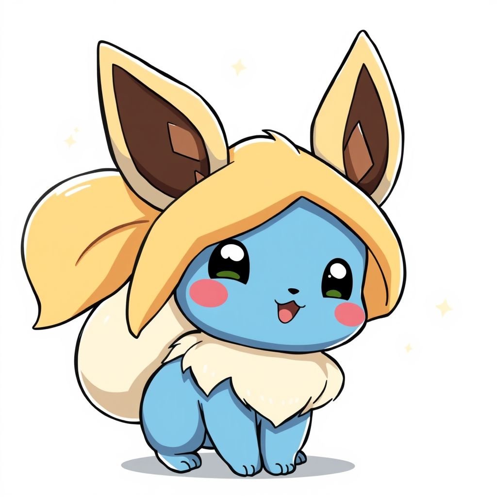 Blue eevee pokemon happy face | Fanart