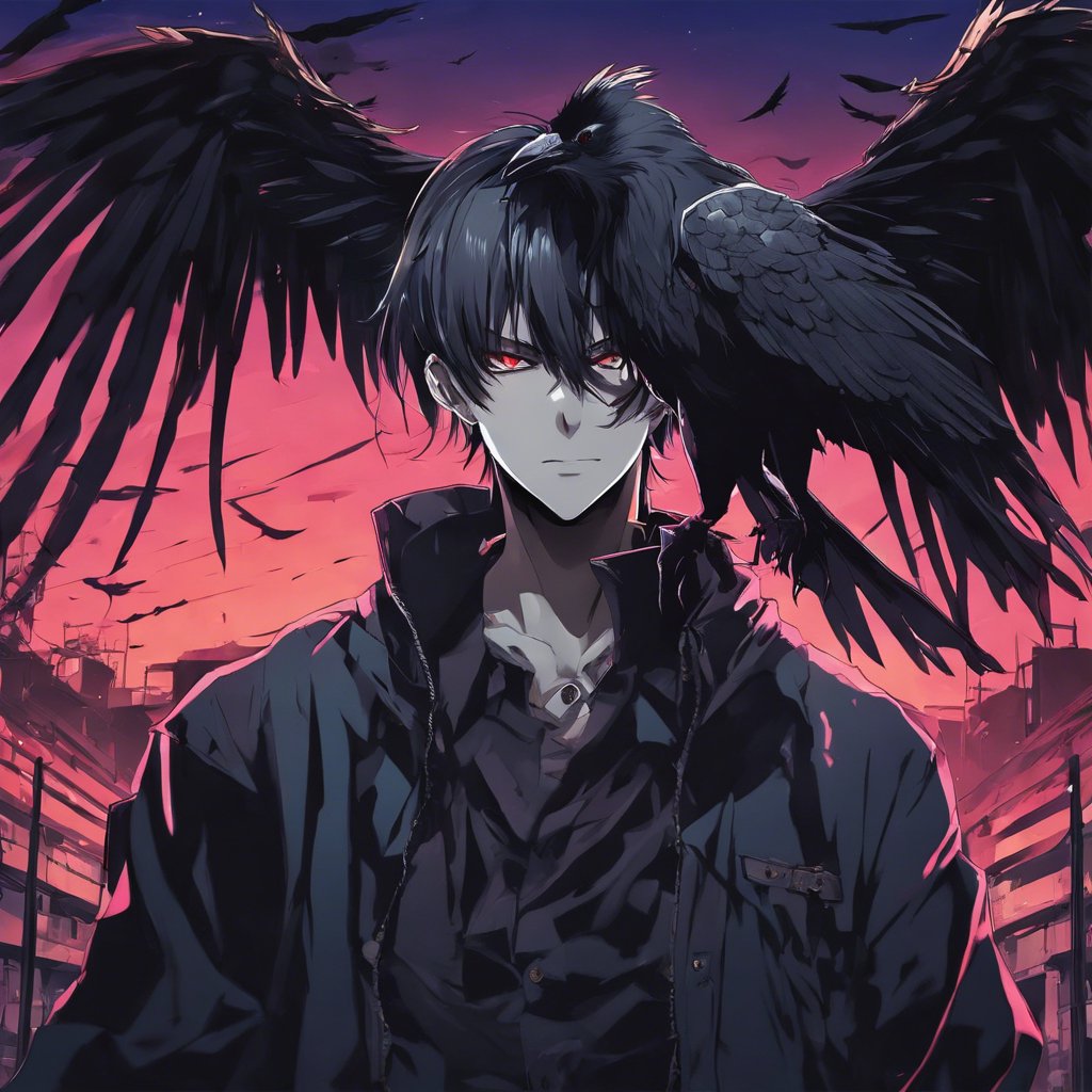 Evil man with crow wings at Fanart