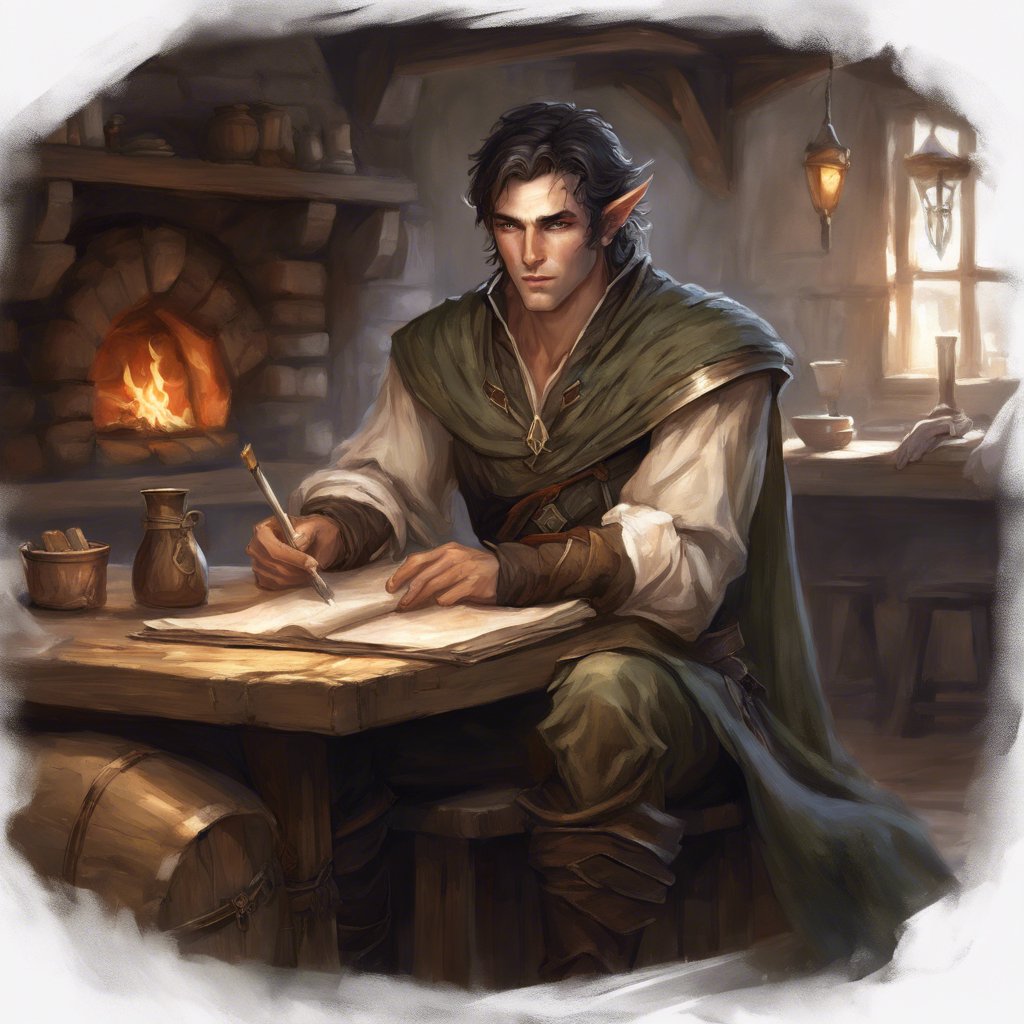 Male high elf sitting in a Fanart