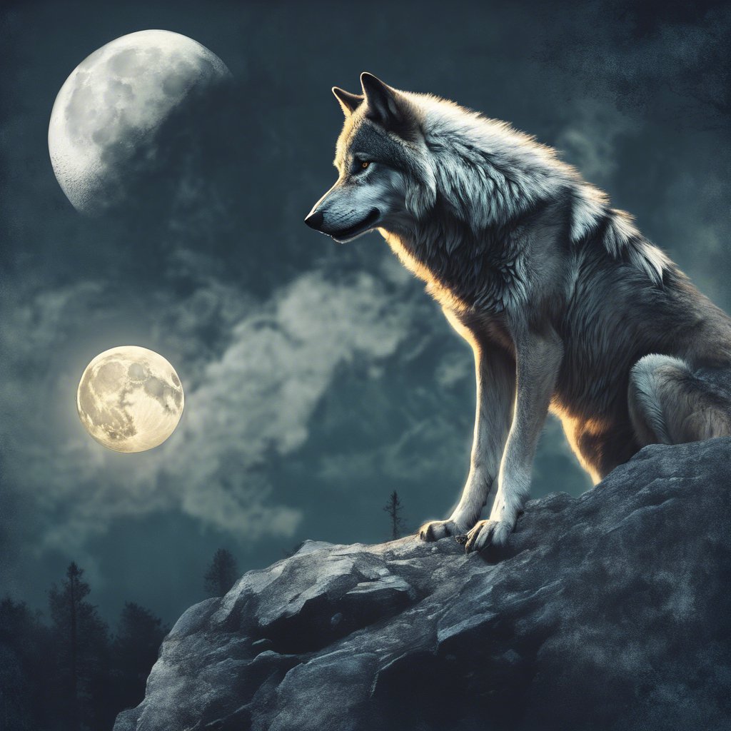Wolf and full moon | Fanart
