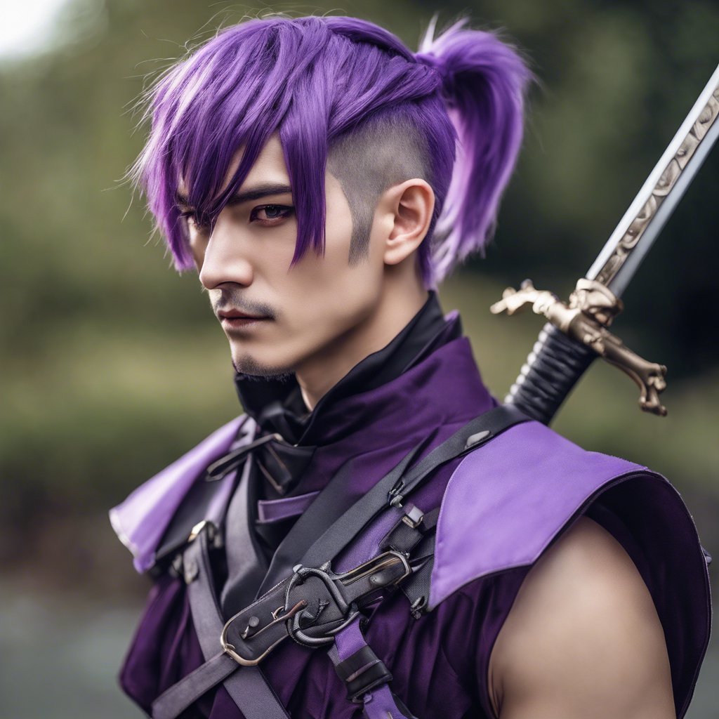 Handsome villain character with short purple Fanart