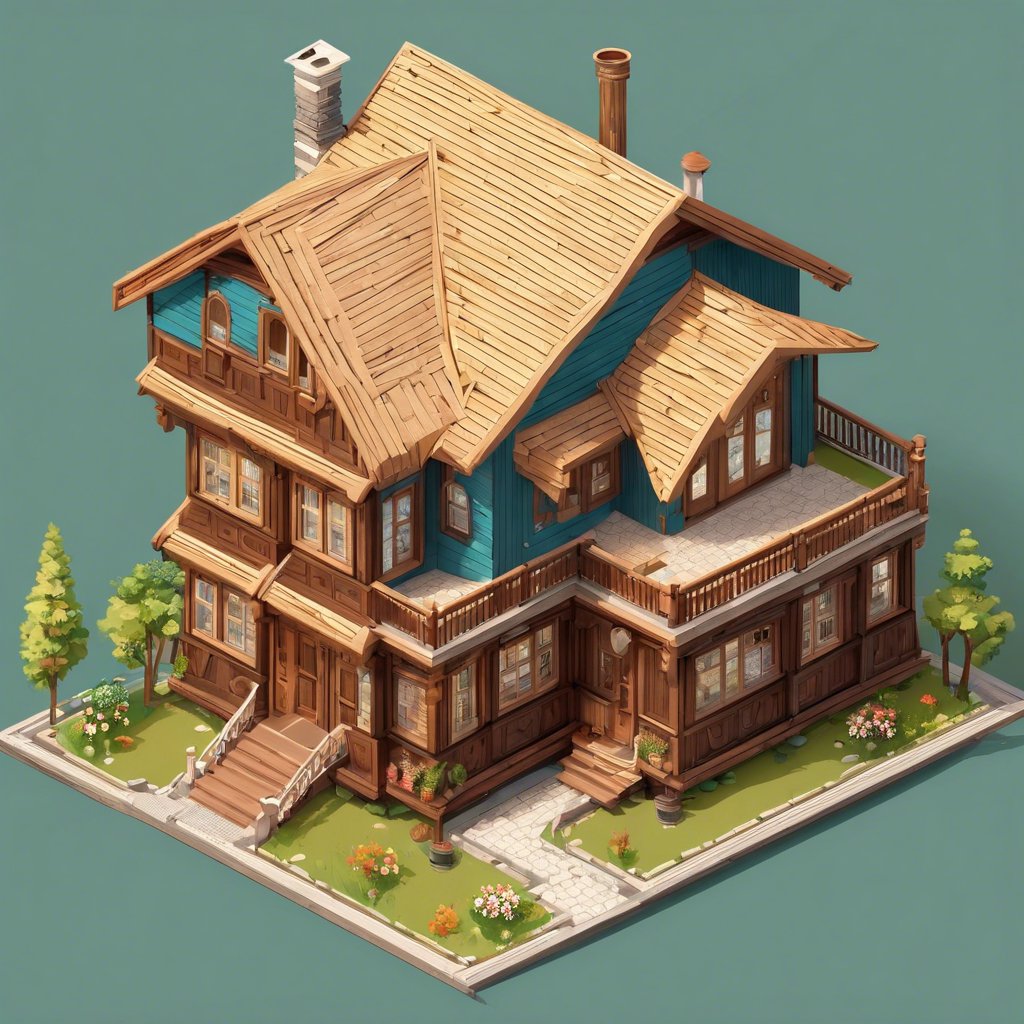 Traditional Russian dacha with wooden architecture, | Fanart