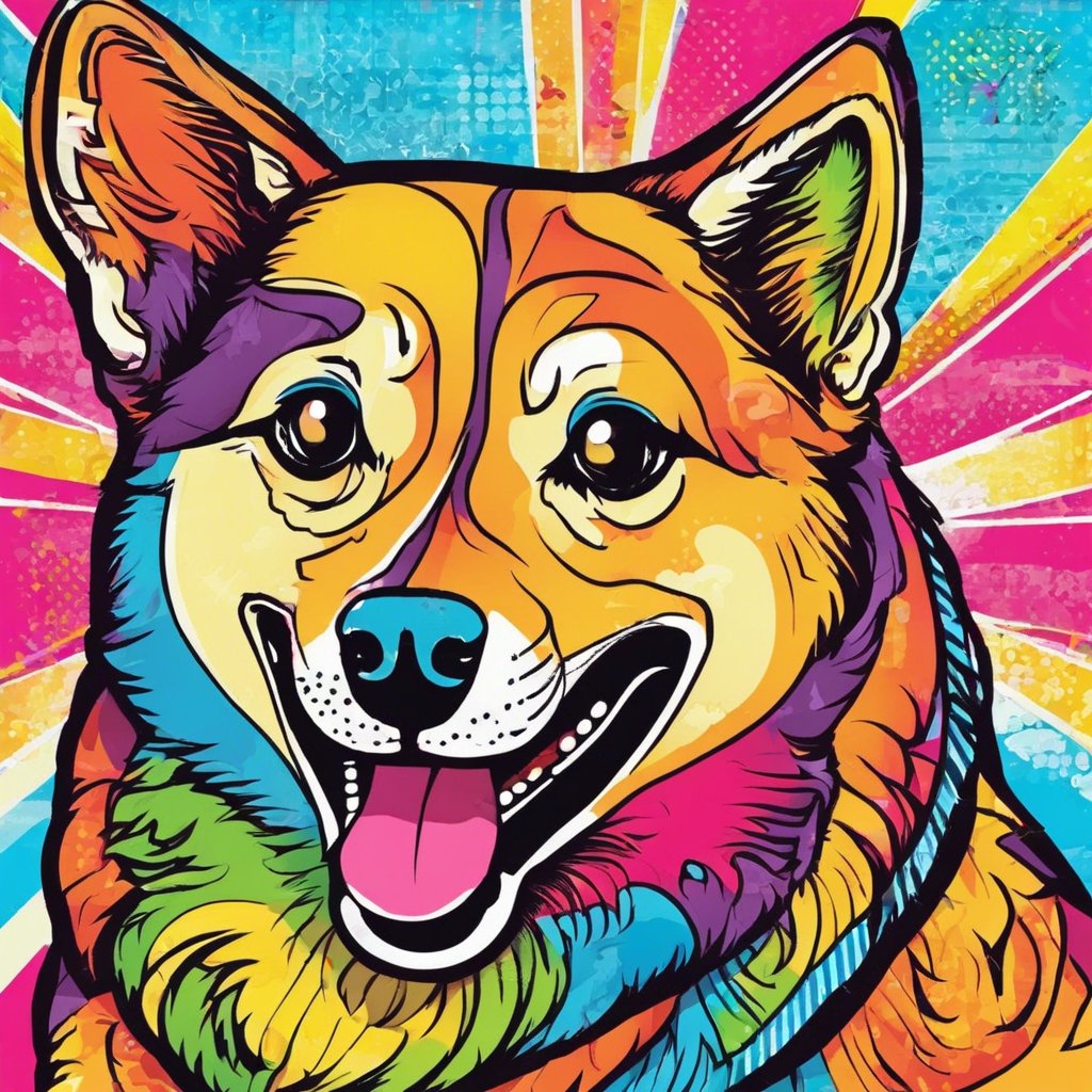 Happy Shibu inu colourful with wide Fanart