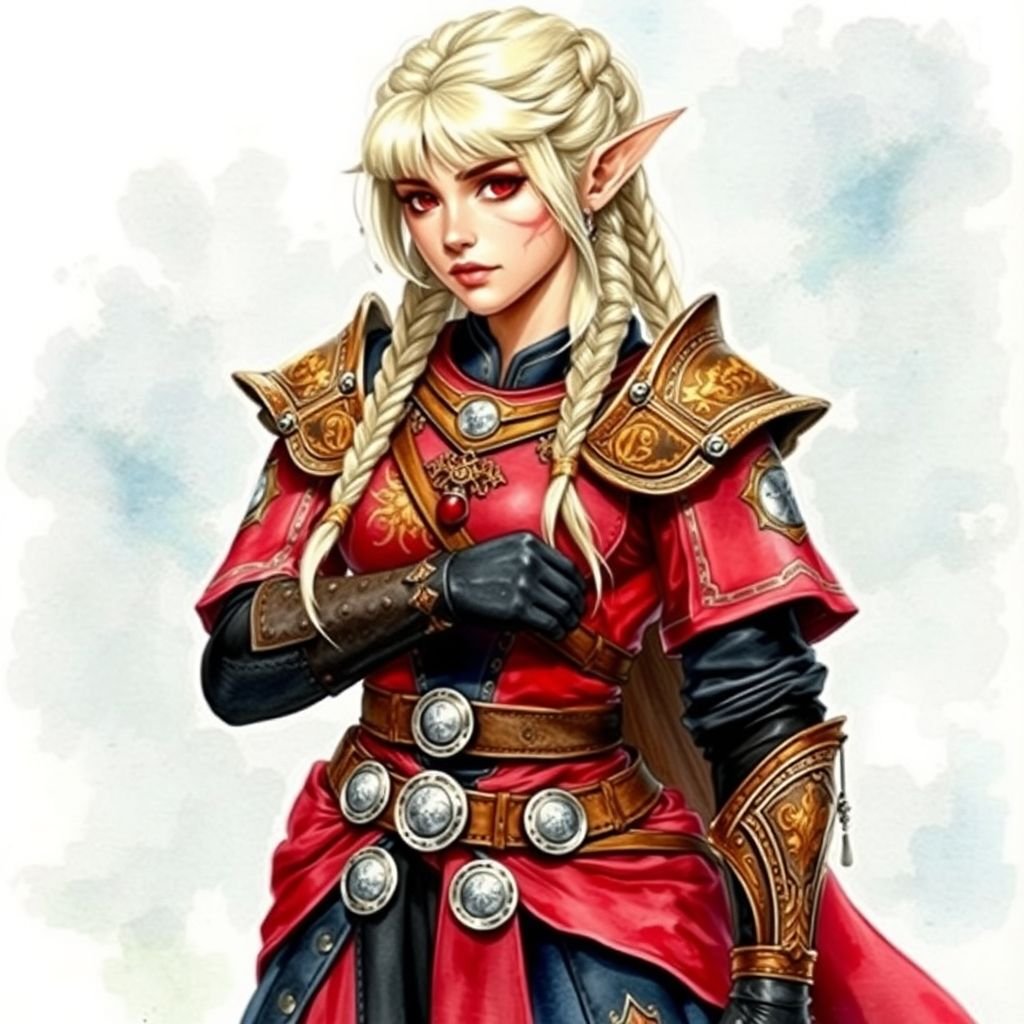 A female elven warrior. She has | Fanart