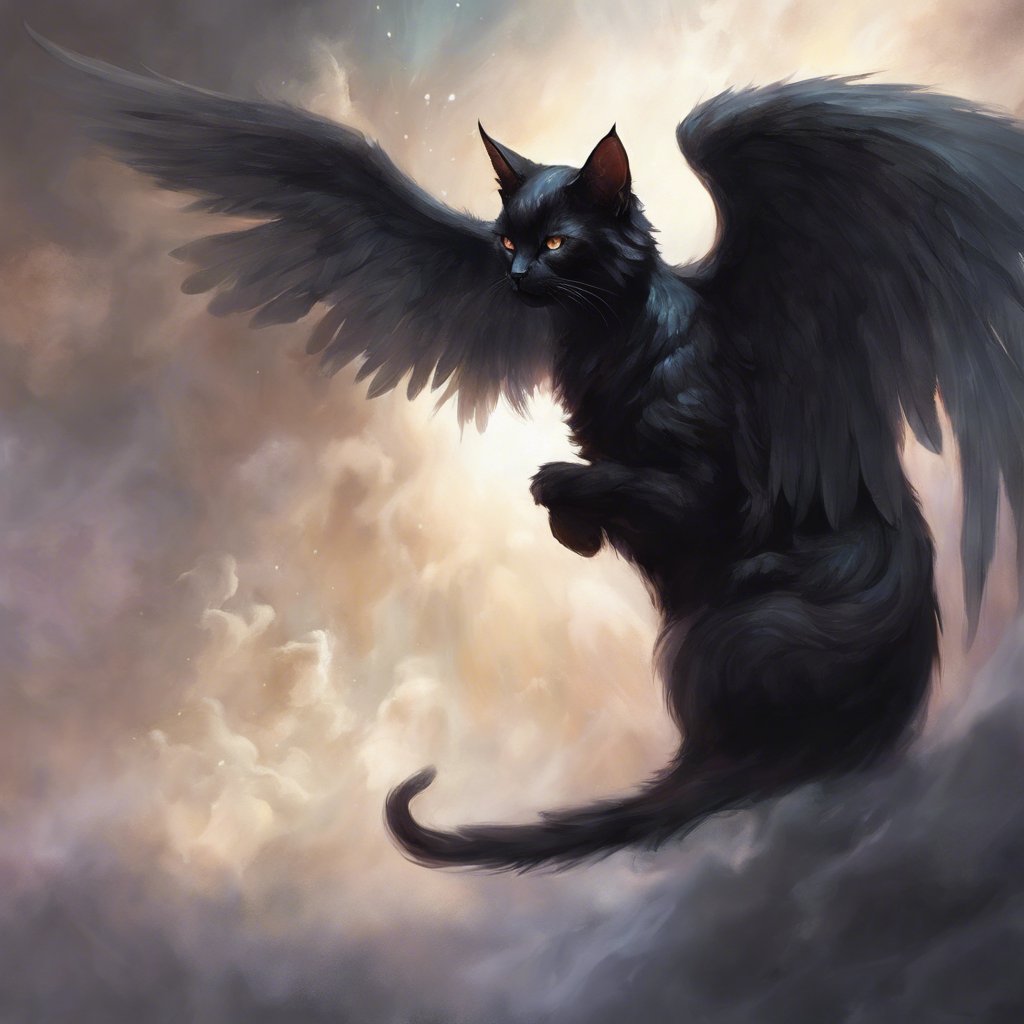 An black angel cat whit horns Fanart