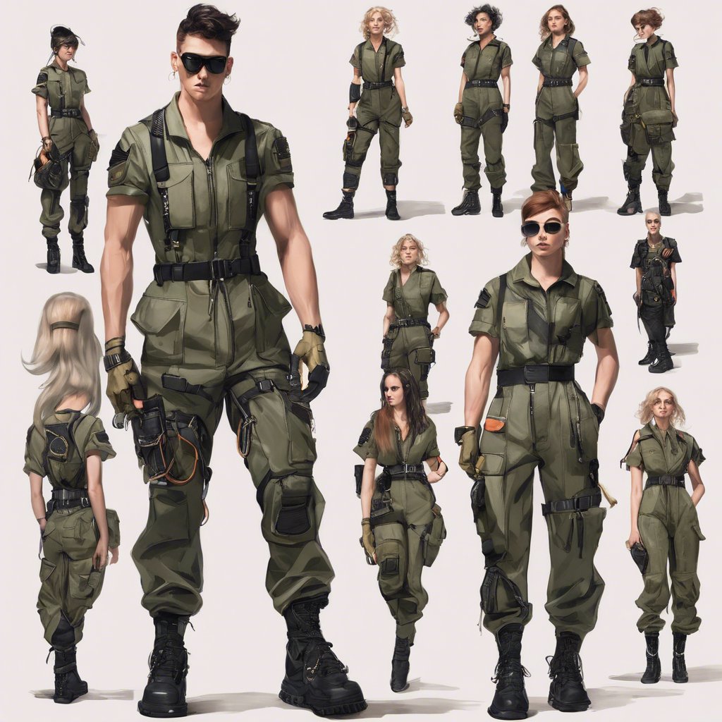 Combat suits with short sleeves belts Fanart