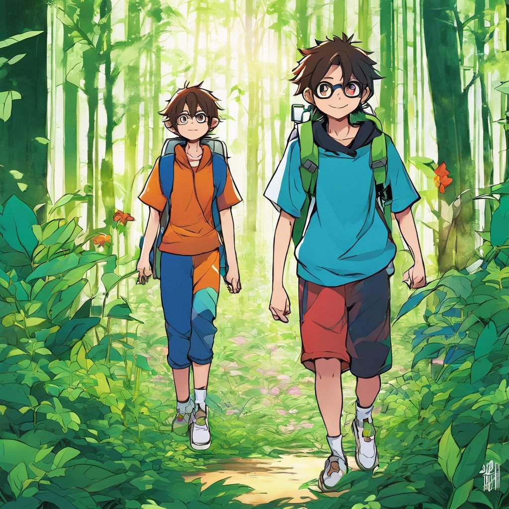 The monkey Mei, and Sora walking Fanart