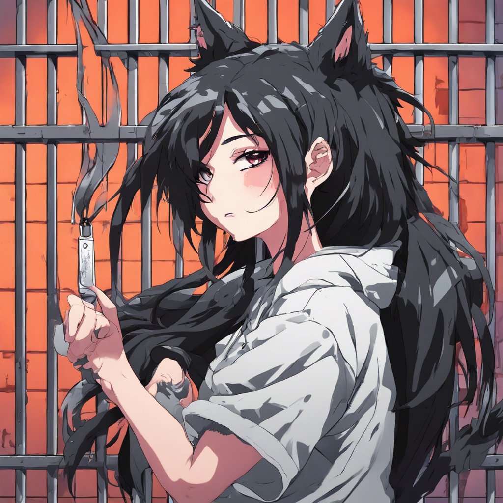 Wolf girl with black hair in Fanart
