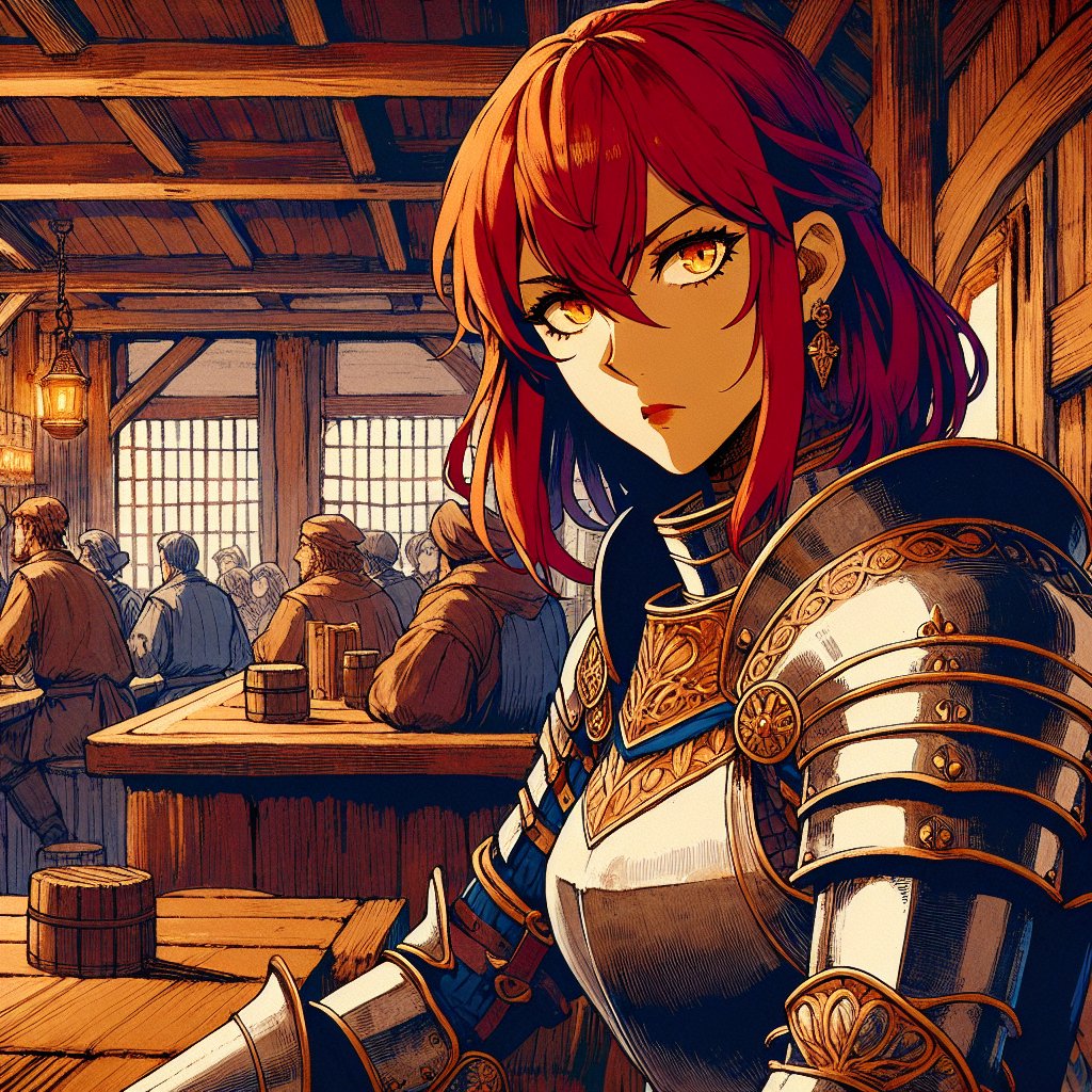 Young lady wearing knight armor with | Character Art