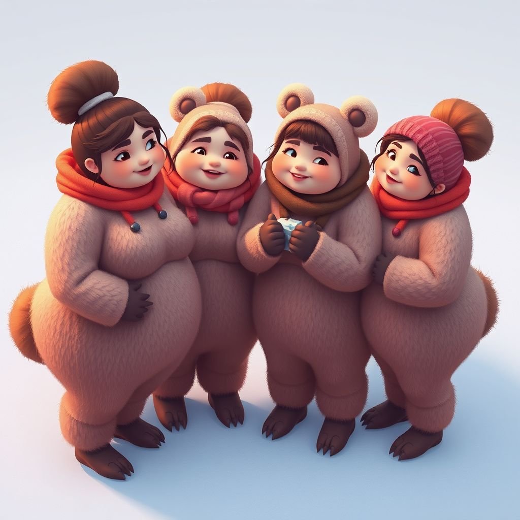Four Realistic fat girls freezing her Fanart