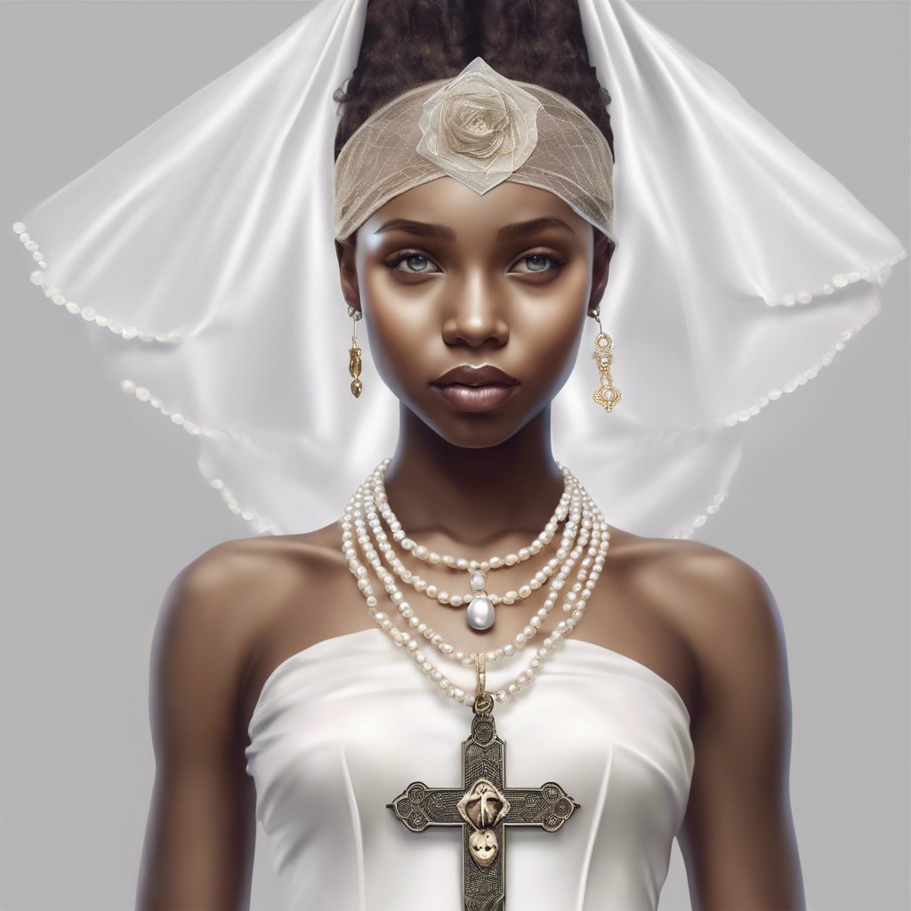 African girl light skin white veil | Fanart