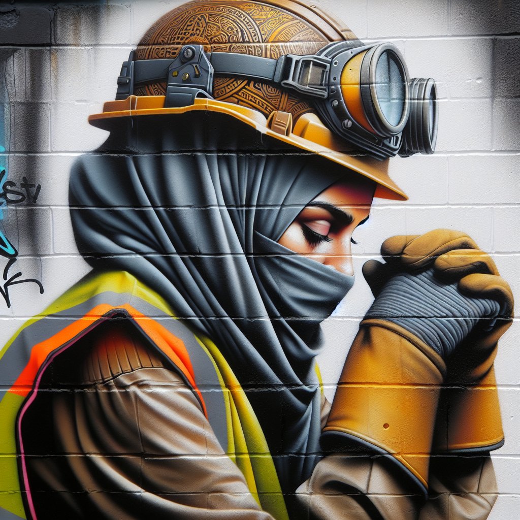 Depict a conceptual graffiti street art Fanart