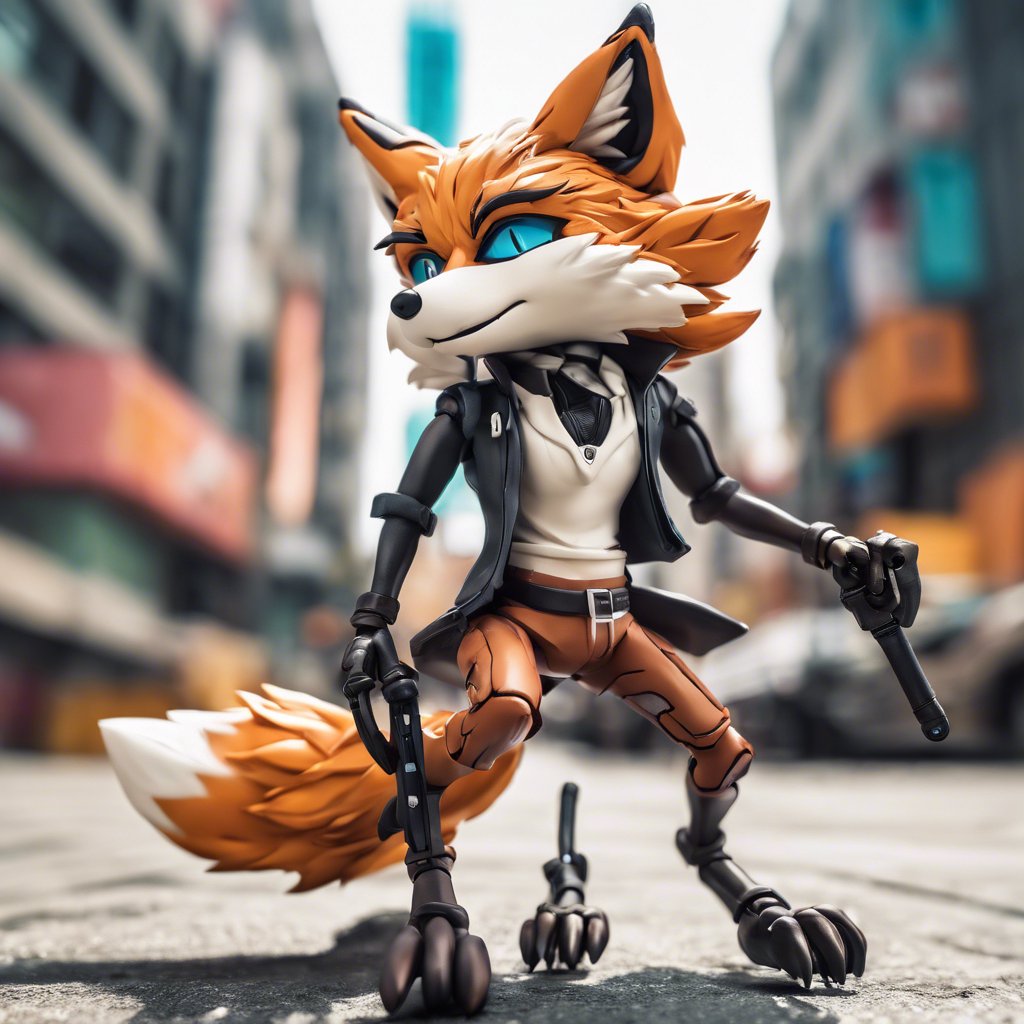 Japanese animation style fox action figure Fanart