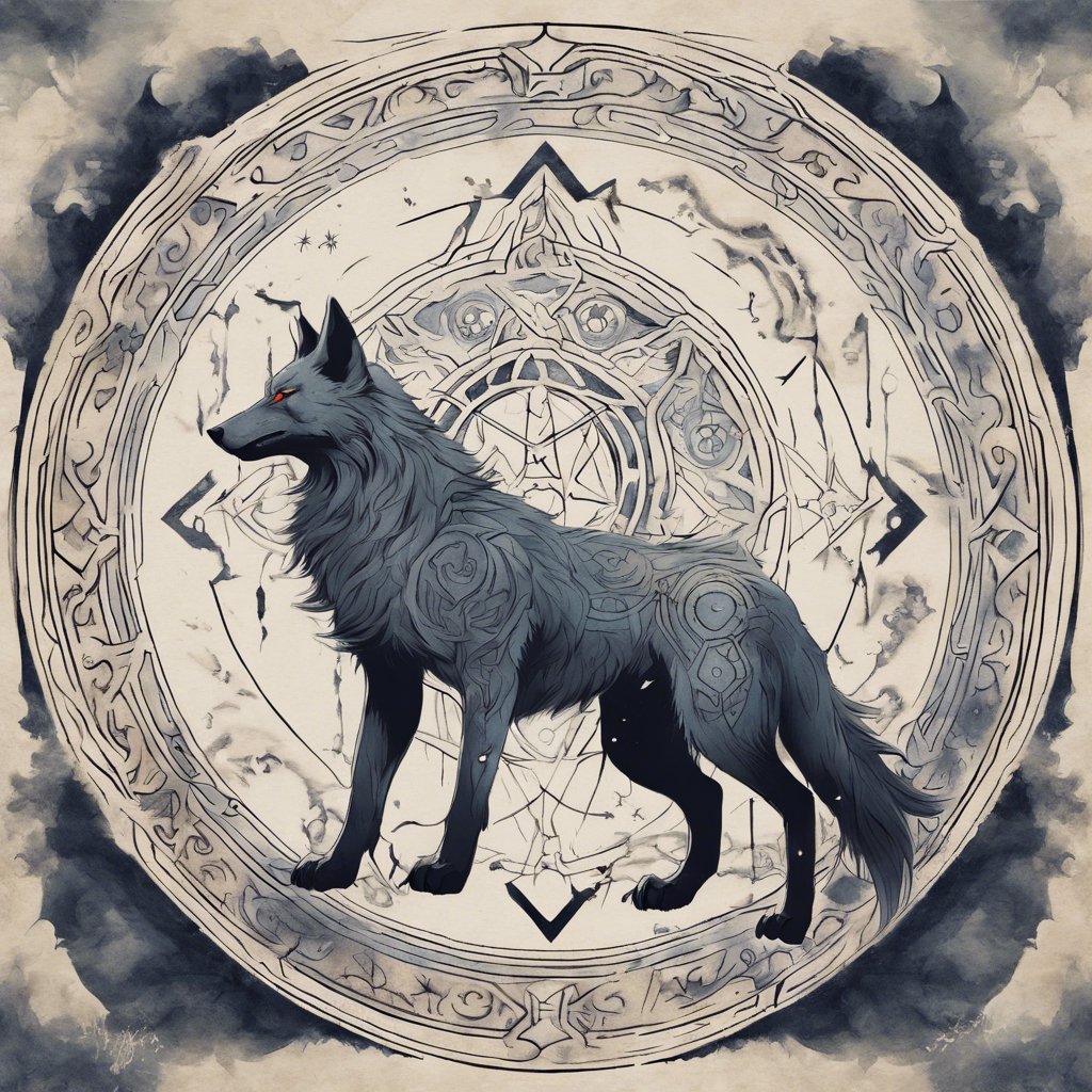 Fenrir marked with vegvisir and surrounding Fanart