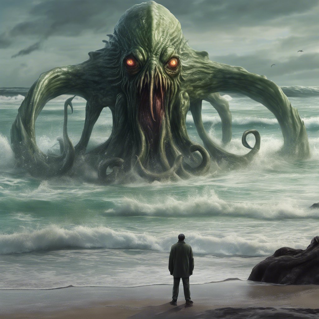 Cthulhu inspired sea monster arising from | Fanart