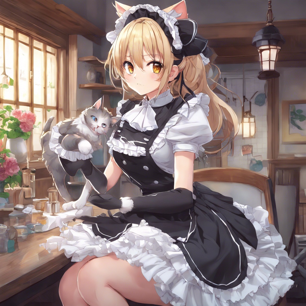 A cat girl in a maid Fanart