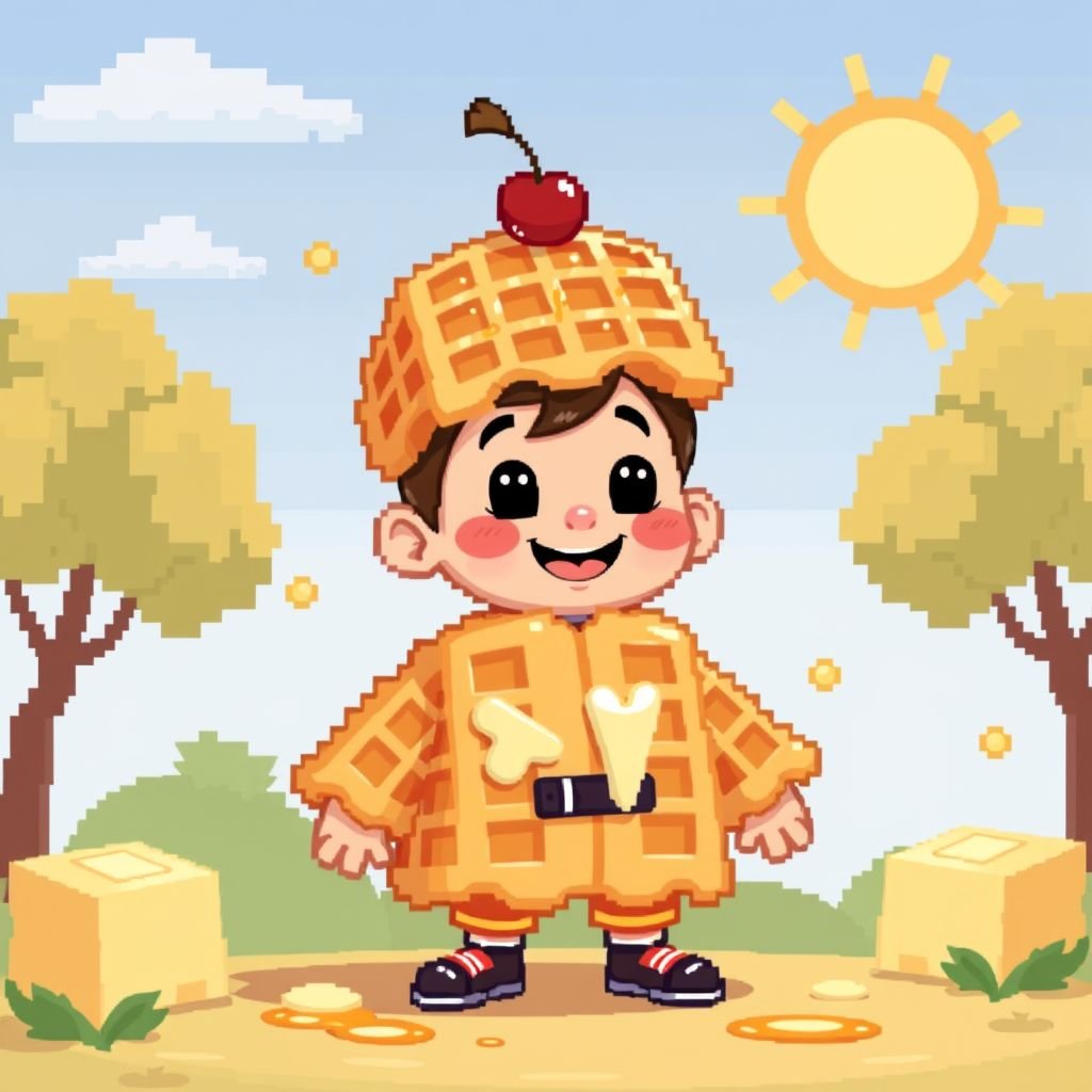 A Cartoon boy Waffle with Fanart