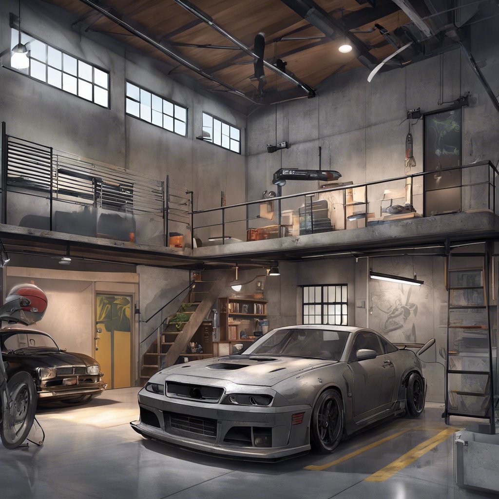 Industrial garage conversion with metal accents, Fanart
