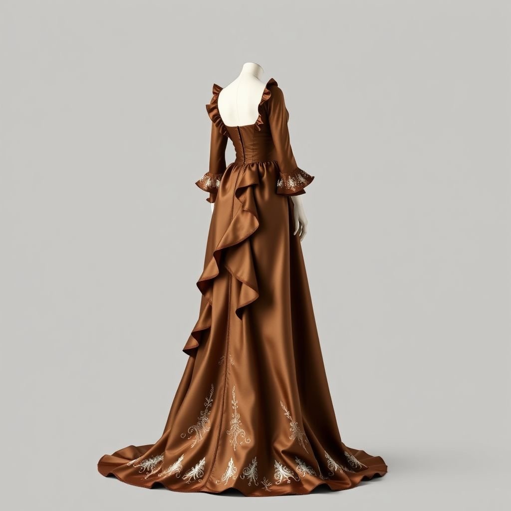 Long royal dress in brown satin Fanart