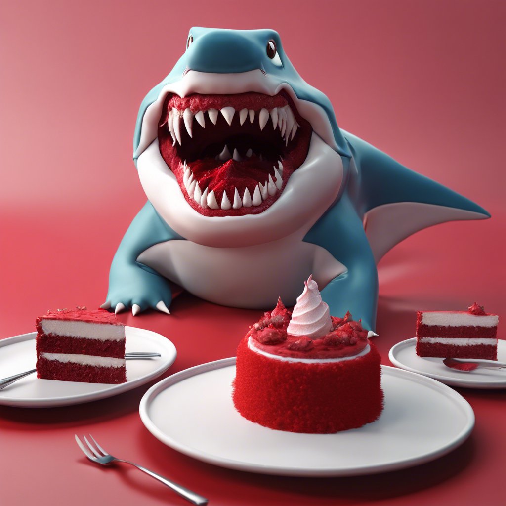 Shark eating red velvet cake | Fanart
