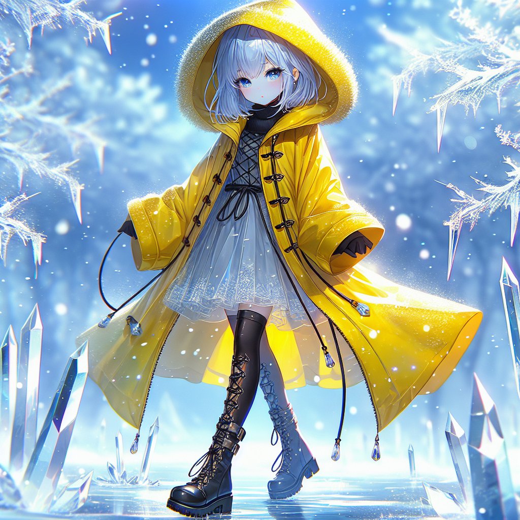 Anime Girl With Yellow Raincoat: Anime Fanart
