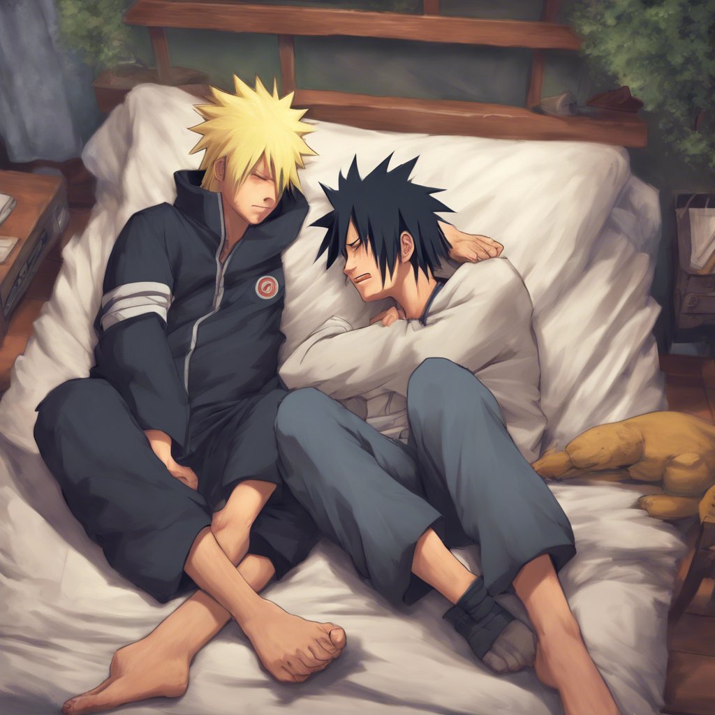 (Sasunaru)sasuke is extremely exhausted and falls Fanart